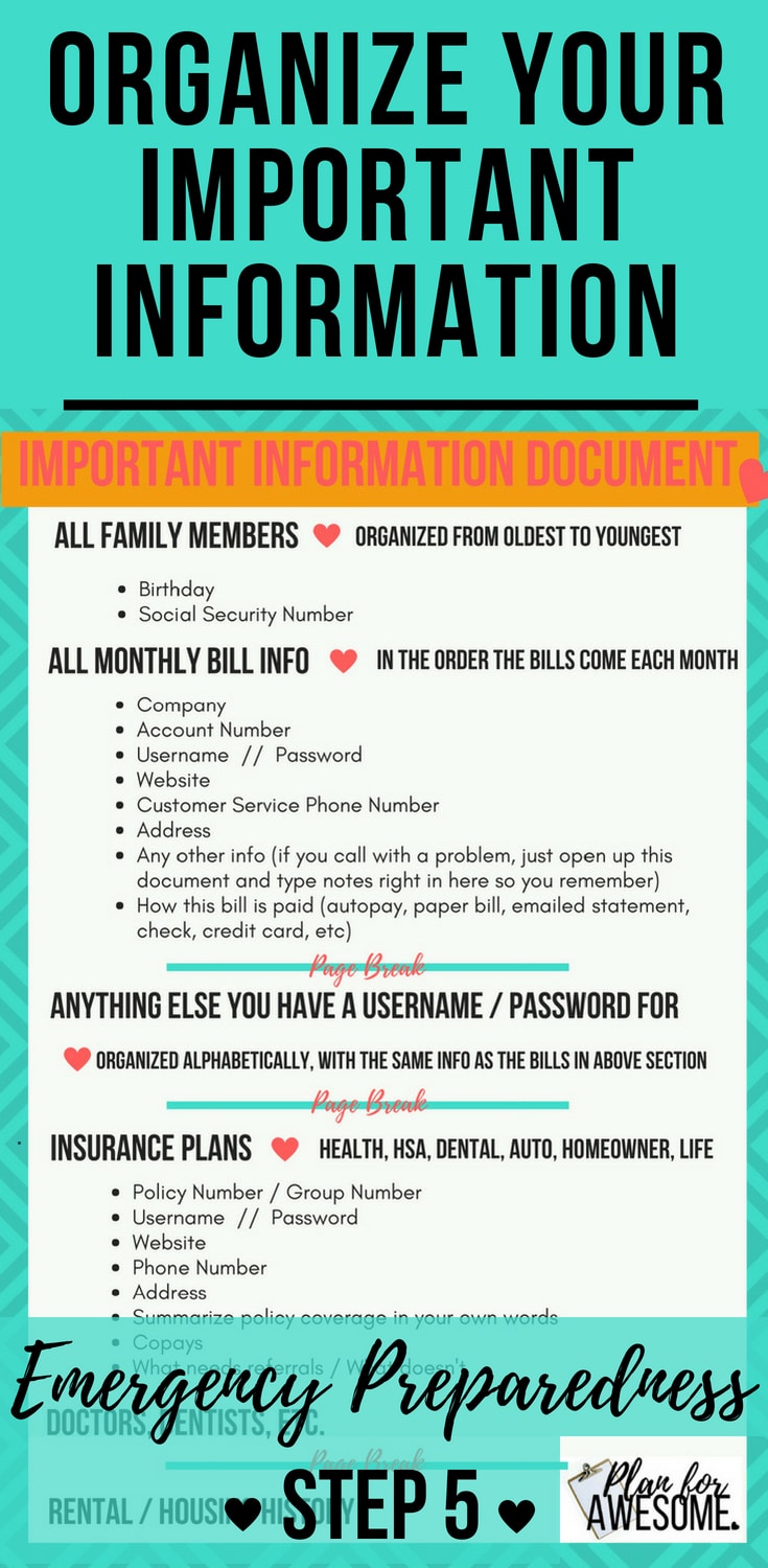 Organize Important Information in ONE Place - Free Printable