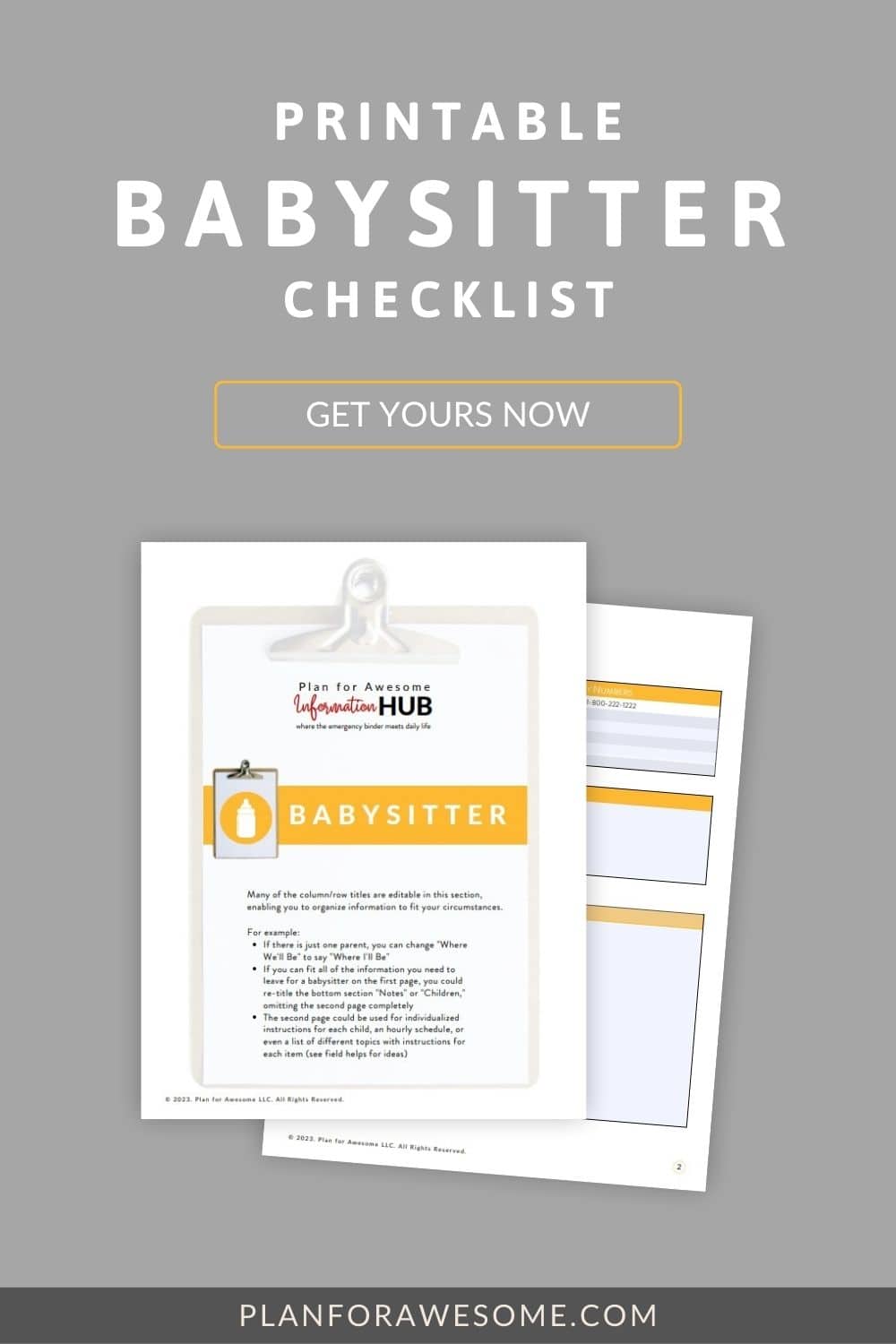 Your Important Information in the Ultimate Babysitter Checklist
