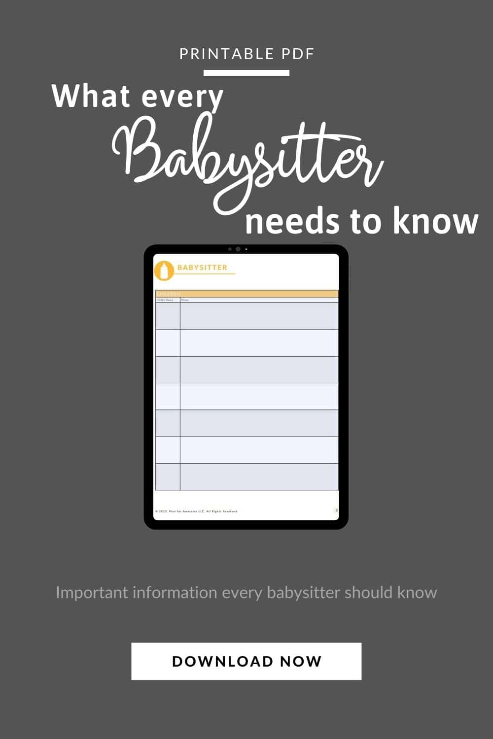 Your Important Information in the Ultimate Babysitter Checklist