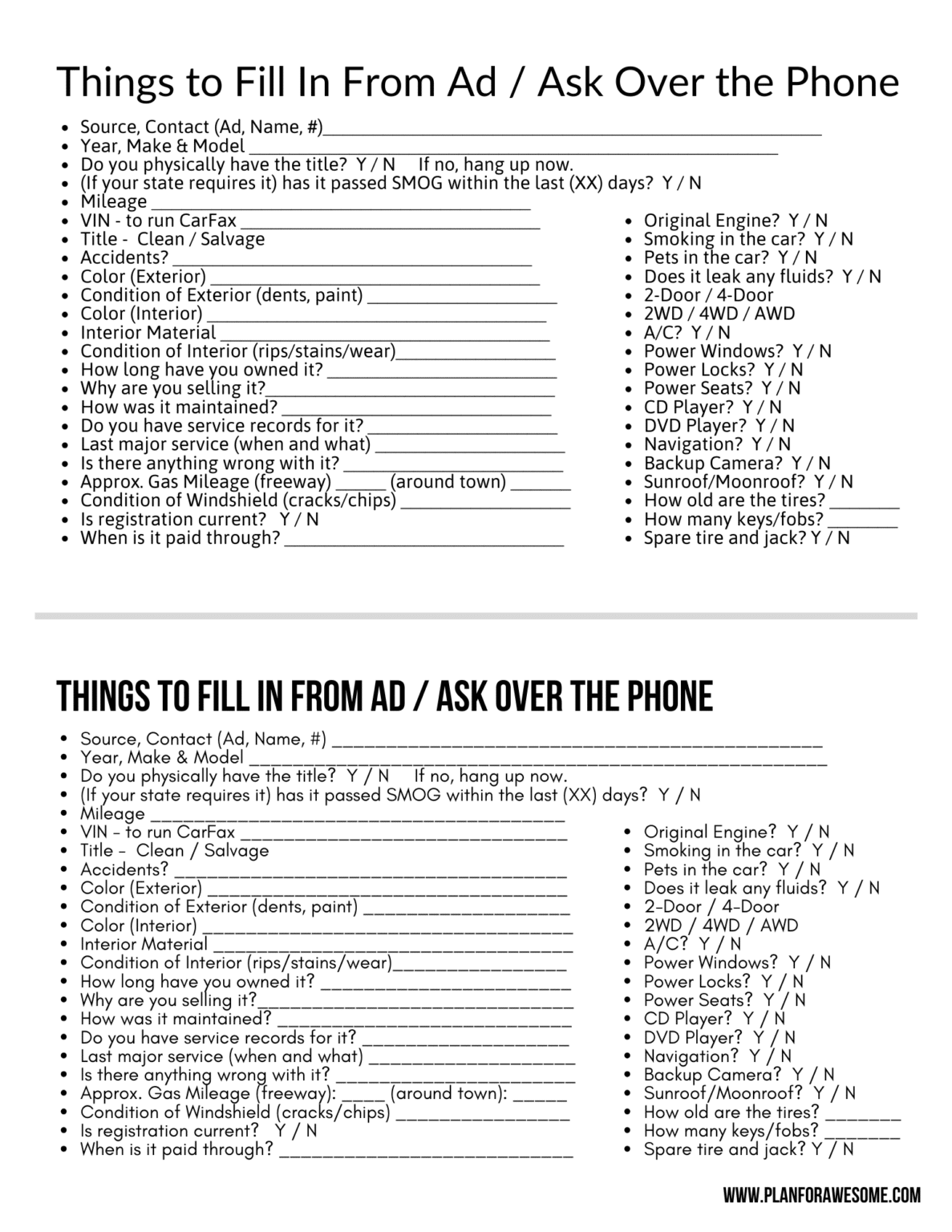 Checklist for Buying a Car: What You Need to Know – Plan for Awesome
