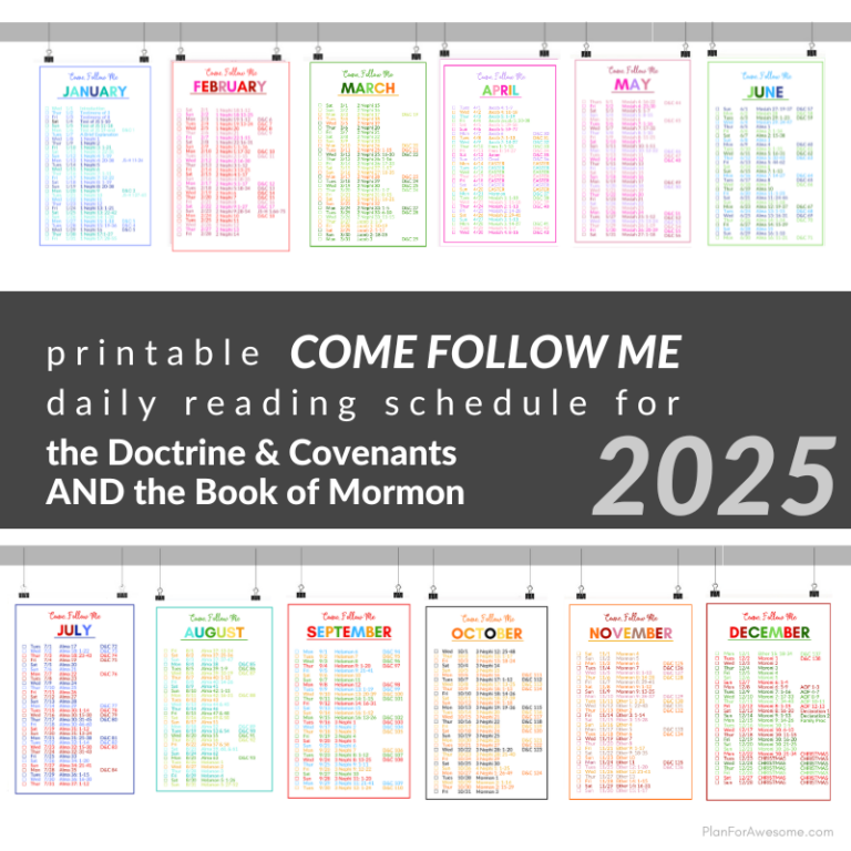 Printable Daily Reading Schedule for 2025 Come, Follow Me for the Book ...